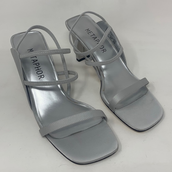 Metaphor | Shoes | Nwot Metaphor Sidney Silver Strappy Sandals Heels ...